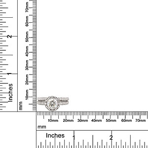 SAVEARTH DIAMONDS 1 1/2 ct. t.w Center 6MM Round Cut Lab Created Moissanite Diamond Double Halo Bridal Set Ring In 14k White Gold Over Sterling Silver (VVS1 Clarity, 1.50 Cttw)-7