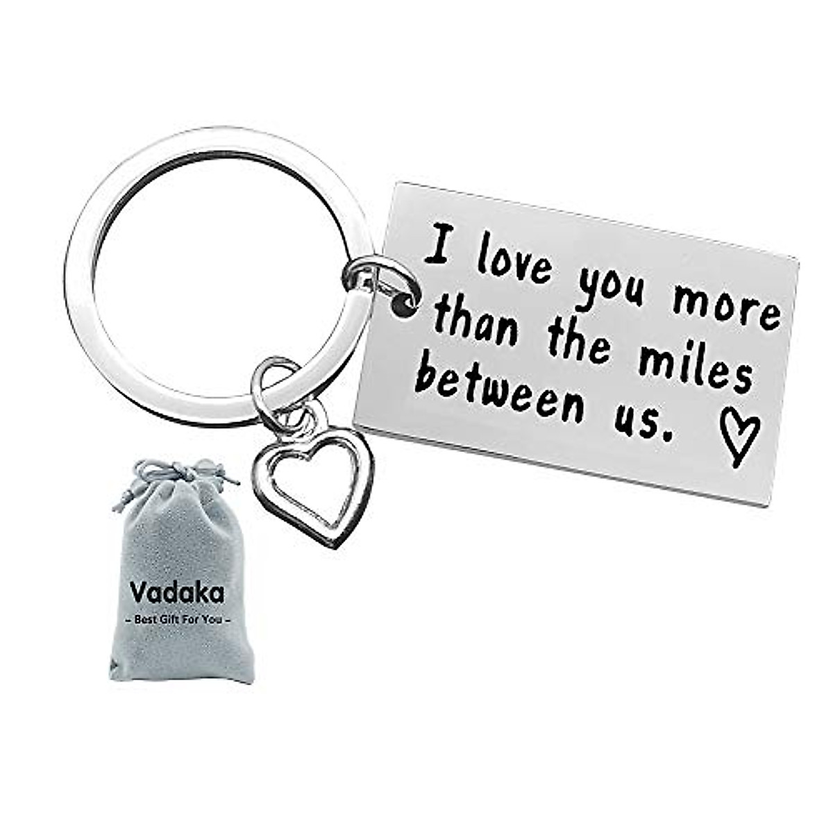 Couple Keychain， I Love You More Than The Miles Between Us Long Distance Relationship Gift for Boyfriend Girlfriend Brithday Valentines Gift Personalized Couples Jewelry Going Away Gift Keychain