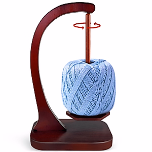 JUCPASH Yarn Ball Holder for Knitting and Crocheting, Wooden Yarn Spinner with Magnetic Metal Twirling Mechanism and Anti-Slip Pads, Crochet Gift for Knitting Lovers