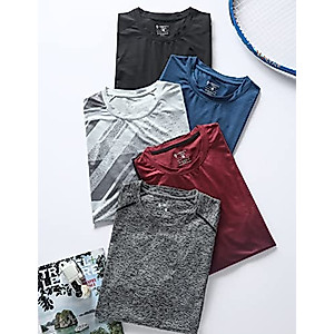 5 Pack Men’s Active Quick Dry Crew Neck T Shirts | Athletic Running Gym Workout Short Sleeve Tee Tops Bulk (Set 3, Medium)