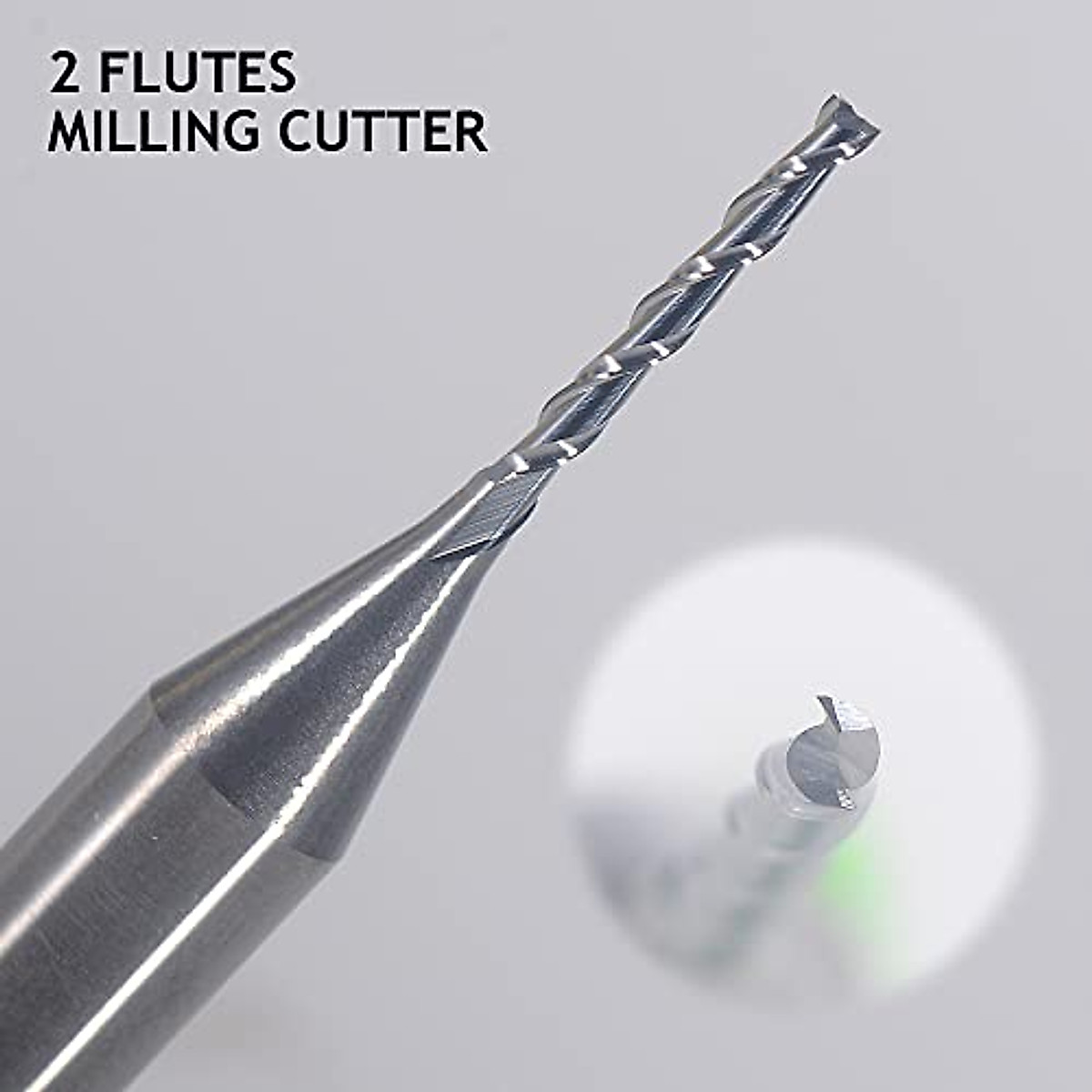 CNC Router Bits,Spiral UP Cut Router Bit, 1/4 inch Shank ,1/16 inch Cuting Diameter ,2 Flute Plunge CNC End Mill for Plywood,MDF Pack of 2