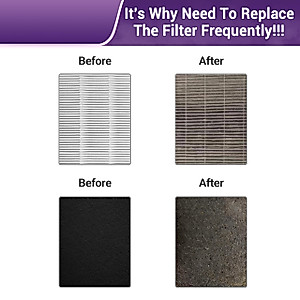Aneedmore D480 Replacement Filter D4 for Winix D480 Air Purifier, 1712-0100-00, 2 HEPA（H13） + 8 Carbon Pre-Filters