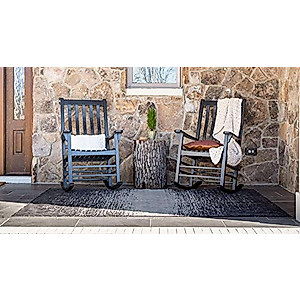 Unique Loom Outdoor Modern Collection Area Rug - Ombre (4' 1" x 6' 1" Rectangle, Charcoal Gray/ Ivory)