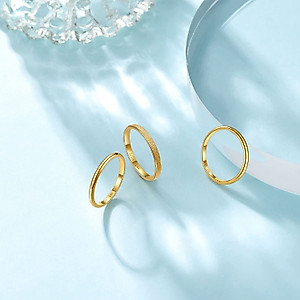 Liaya 14K Gold Plated 3Pcs Band-style Rings Set for Women & Teen Girls