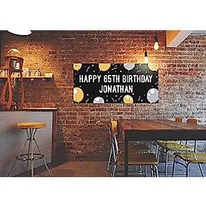 Birthday Graduation Retirement Celebration 2 Line Custom Text 24"x51" Happy Birthday Balloon Personalized Large Vinyl Banner Silver-Gold