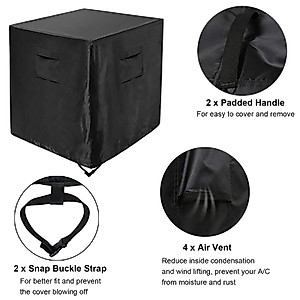 WOMACO Air Conditioner Cover for Outside Units Waterproof AC Covers Outdoor Central A/C Evaporative Cooler Cover Airconditioner Protector for Winter Exterior (Black, 36"L x 36"W x 39"H)