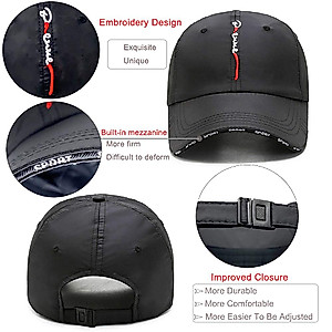 Croogo Baseball Cap Embroidered Quick Dry Sports Hat UV Protection Lightweight Outdoor Sun Hats Unisex,Black-CP13