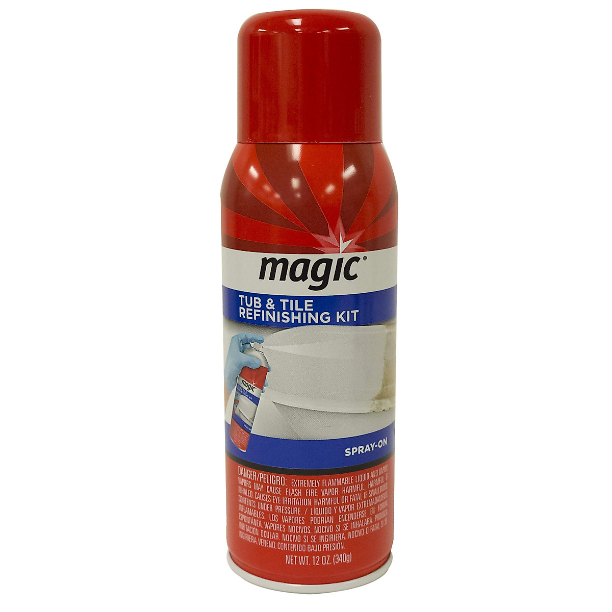 Magic Tub and Tile Refinishing Kit - Spray on Aerosol - Refinish Sinks Tile Porcelain Acrylic Fiberglass and Ceramic Surfaces, Bright White, 12 Ounce (Pack of 2)