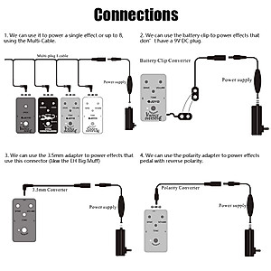 JOYO DC 9V (up to 2A) Guitar Pedal Power Supply 8 Way Daisy Chain Cables Power Adapter for Guitar Bass Effect Pedal Board (JP-03)