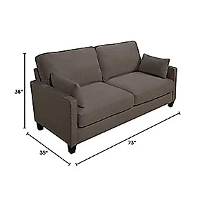 Serta Nina Modern Fabric Upholstery Sofa Collection Padded Shelter Arms, Solid Wood Legs, Couch for Living Room, Track, Ash Gray