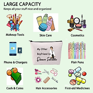 Vampire Fandom Cosmetic Bag My Other Boyfriend is Damon Salvatore Makeup Bag Vampire Fans Gift Vampire Themed Gift (damon)