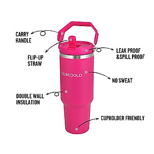 DLOCCOLD 40 oz Tumbler with Flip Straw & Handle,Stainless Steel Leak Proof Tumbler,Double Walled Insulated Water Bottle,Reusable Cup, Portable Travel Mug Fit in Cup holder