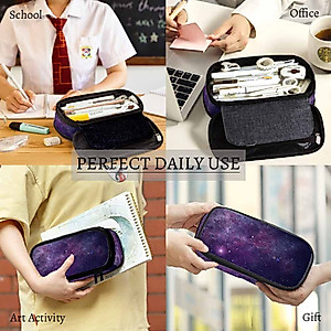 Yekiua Eggplant Sky Pencil Case Organizer Space Star Constellations Gloomy Atmosphere Heavenly Bodies College Office Big Capacity Pencil Bag