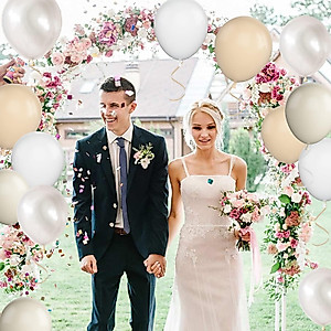 Beige Balloons, 60 PCS 12 Inch Cream Balloons Nude Balloons with Beige Sand White Balloons Clear Balloons, Latex Birthday Balloons Decoration For Birthday Baby Shower Wedding Party Decorations