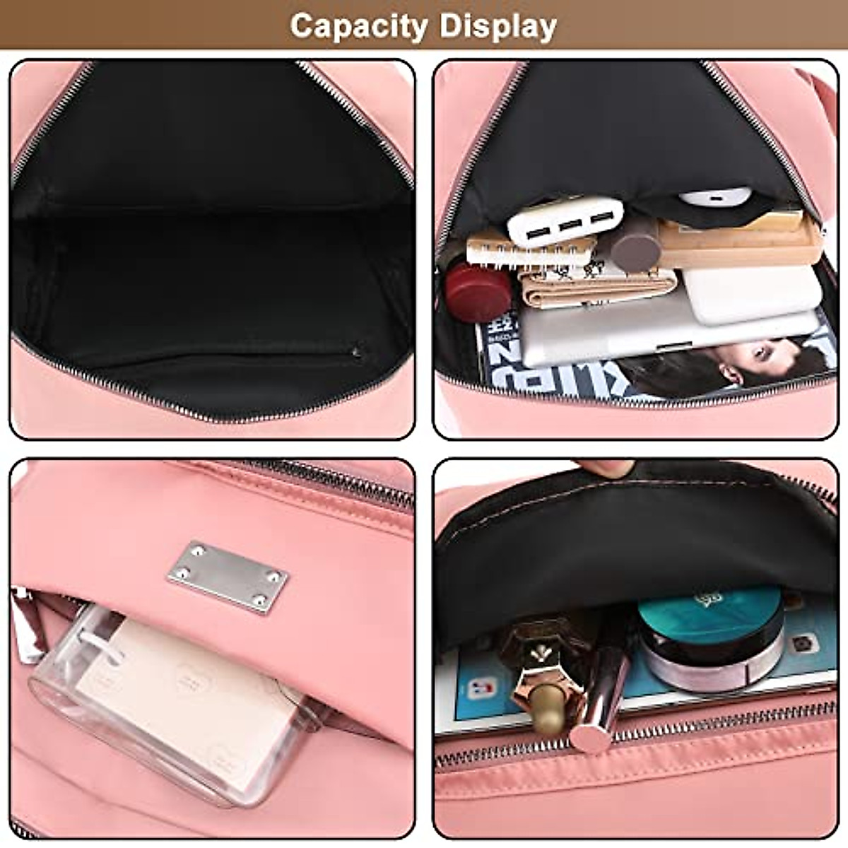 Oxford Cloth Backpack for Women Fashion Anti-Theft Waterproof Handbags Ladies Work Travel Shoulder Bucket Bags (Pink)