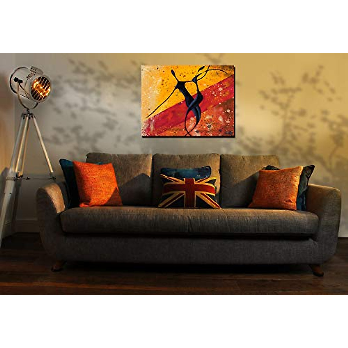 GUYUEHU Abstract Modern Dancers Wall Art Oil Paintings Living Room Decor Canvas Pictures Prints African American Couple Frame Poster Studio Showroom Dorm Bedroom Home Decoration 16x20 inch