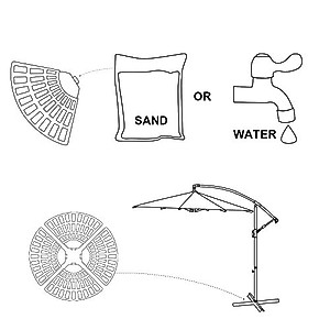 EliteShade USA 4PCS 160 LB Fan Shaped Water or Sand Filled Umbrella Base Stand for Cantilever Offset Patio Market Umbrella with Carry Handles (Black)