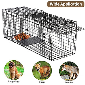 Toriexon Large Live Catch Animal Traps Black 51.2 x 19.7 x 17.7 inch, Easy to Set and Release Live Animal Trap, Collapsible Large Animal Catcher Cage for Large Dogs, Foxes
