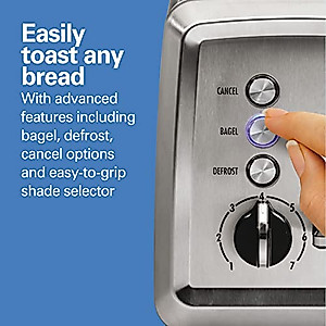 Hamilton Beach 2 Slice Toaster with Extra-Wide Slots, Bagel Setting, Toast Boost, Slide-Out Crumb Tray, Auto-Shutoff & Cancel Button, Defrost Function, Stainless Steel (22794)