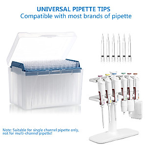 1000µL Pipette Tips - Universal Filtering Pipette Tips-Racked(Box),RNase/DNase Free & Pyrogen Safe,Clear,96 Tips/Rack Pk x 10 Racks (960 Tips)