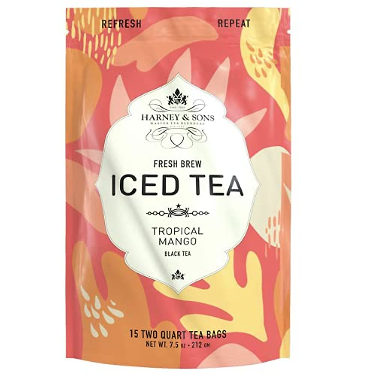 Harney & Sons Tropical Fresh Brew Iced Tea Pouches, Mango, 15.0 Count