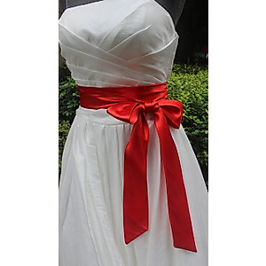 NANIA Wedding satin sash belt for special occasion dress bridal sash (Red)