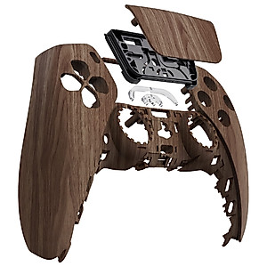 eXtremeRate Wood Grain Soft Touch Touchpad Front Top Shell Compatible with ps5 Controller BDM-010 020 030 040 050, DIY Replacement Shell Custom Touch Pad Cover Compatible with ps5 Controller