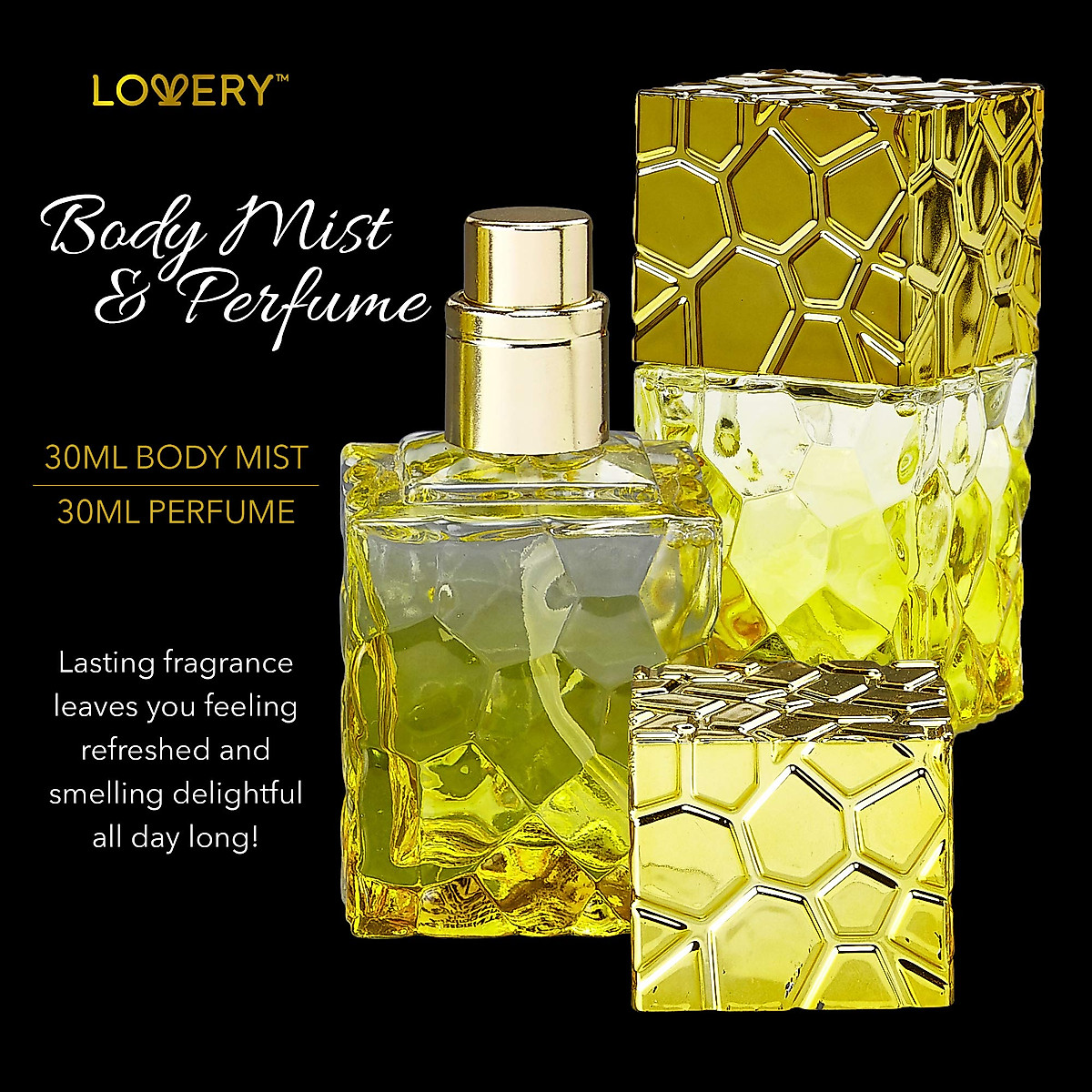 Valentines Day Perfume Set, Bath and Body Gift Basket For Women, 13pc Set of White Rose & Jasmine Cosmetic and Home Spa Set with Bath Bombs, Body Mist, Perfume, Intricate Gold Perfume Holder and More