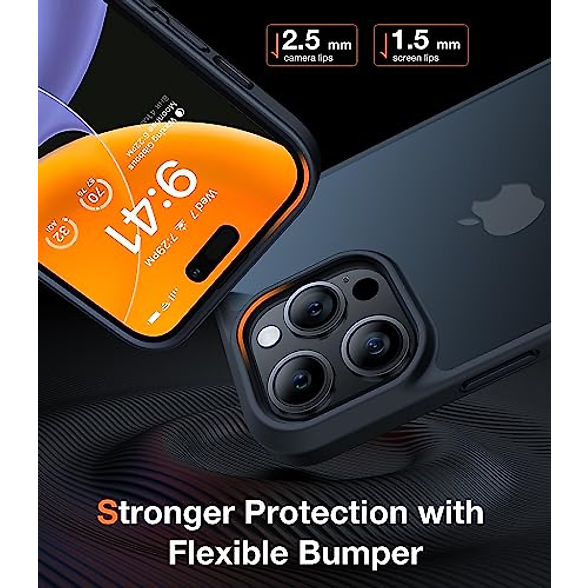 TORRAS 𝗨𝗽𝗴𝗿𝗮𝗱𝗲𝗱 Shockproof iPhone 14 Pro Max Case, Military Grade Drop Protection, Silicone iPhone 14 Pro Max Case, Slim Thin Semi-Clear iPhone 14 Pro Max Phone Case, Black-Guardian Series