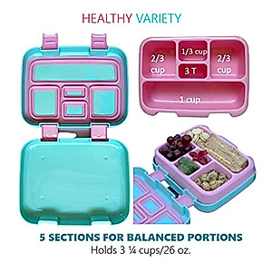 Bento Box with Stainless Steel Food Thermos for Hot Food or Soup, Insulated Lunch Bag, and Ice Pack Set for Kids Girl Toddlers. Ages 3 to 7 Pink Aqua Cat Mermaid