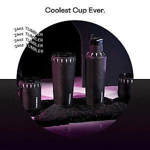 Corkcicle Marvel 24 Ounce Triple Insulated Stainless Steel Travel Cup Tumbler with Lid and Silicone Bottom for Hot and Cold Drinks, Black Panther