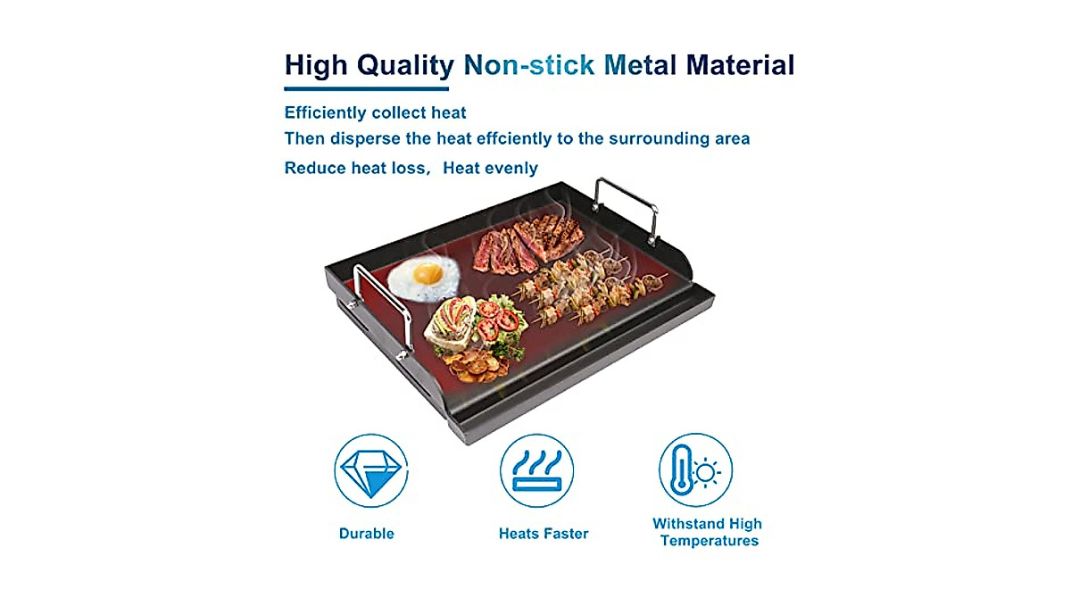 Uniflasy 25x16 Nonstick Cooking Griddle for Gas & Charcoal Grills