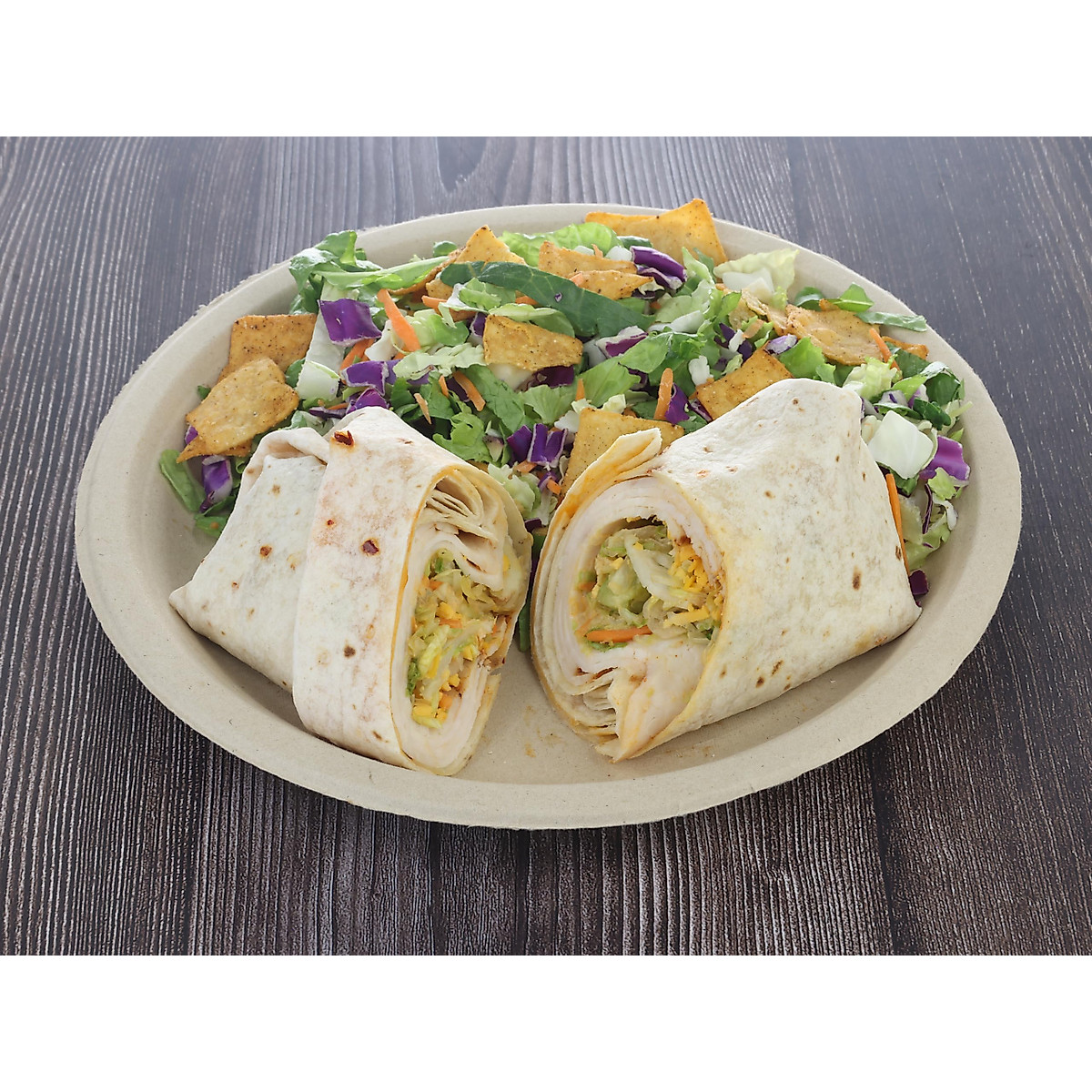 Tellus Products, Eco-Friendly (125-Count) 10-Inch Disposable Plates - Compostable, Durable Tableware - Grown & Made in the USA - No PFAS Added (Natural Color)