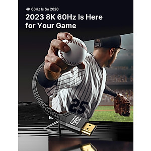 JSAUX HDMI 2.1 Cables 8K 6FT 2-Pack 48Gbps 8K & 4K Ultra High Speed Cords(8K@60Hz 7680x4320, 4K@120Hz) eARC HDR10 HDCP 2.2 & 2.3 3D, Compatible for PS5/PS4/X-Box/Roku TV/HDTV/Blu-ray/LG/Samsung QLED