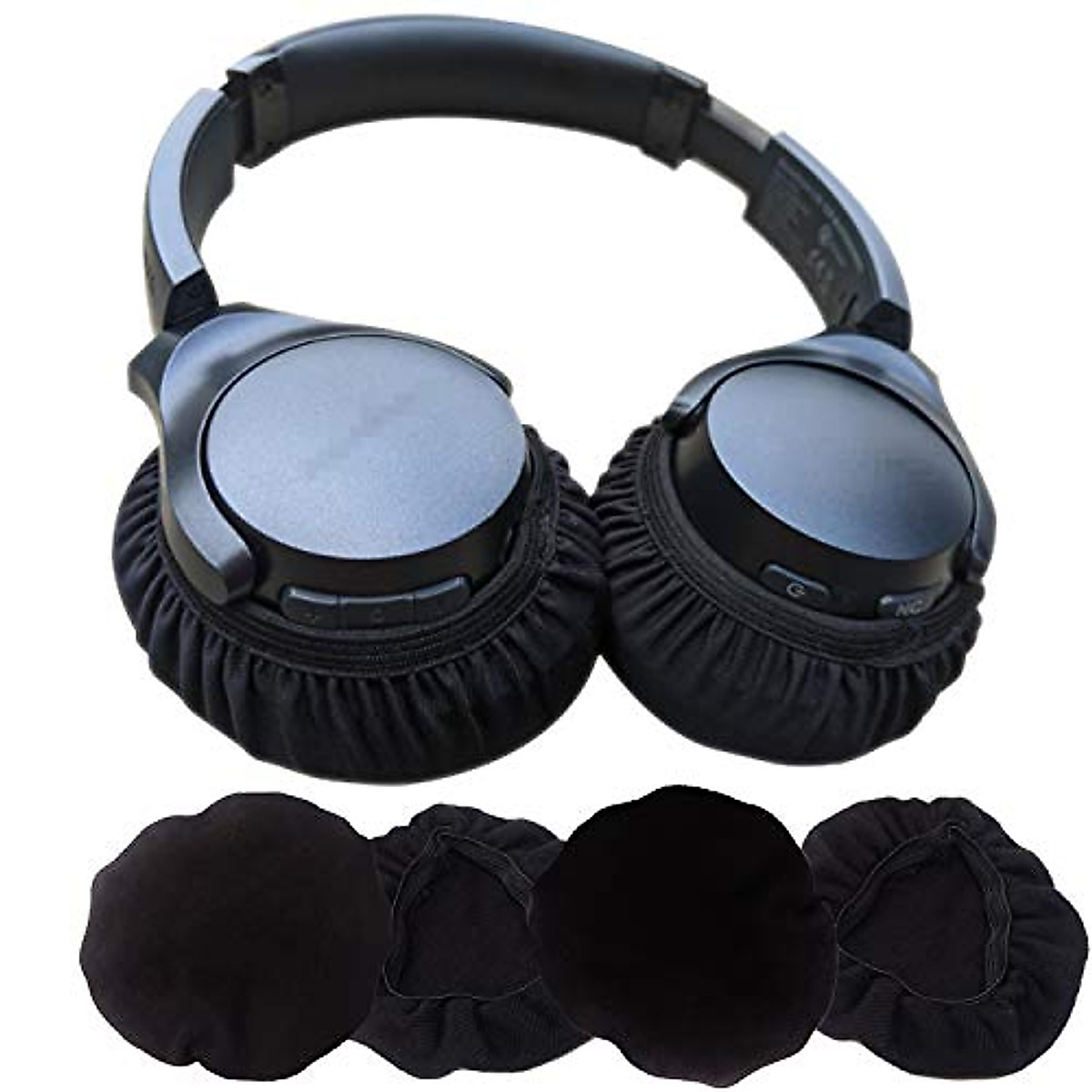 HONBAY 2Pairs Stretchable and Washable Headphone Covers Earcup Protectors Headset Earpad Cloth Cover for Gym Training Aviation Racing Gaming Headsets