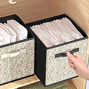 Wisdom Star 6 Pack Fabric Storage Cubes with Handle, Foldable 11 Inch Cube Storage Bins, Storage Baskets for Shelves, Storage Boxes for Organizing Closet Bins,Black
