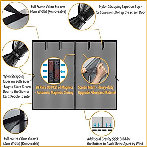 Premium Garage Door Screen for 1 Car Garage 9x8ft, Durable Heavy Duty Fiberglass Screen Mesh with Hook & Loop Tapes, Strips, Doors Screen with Powerful Magnets, Easy Assembly (Black, 9x8ft)