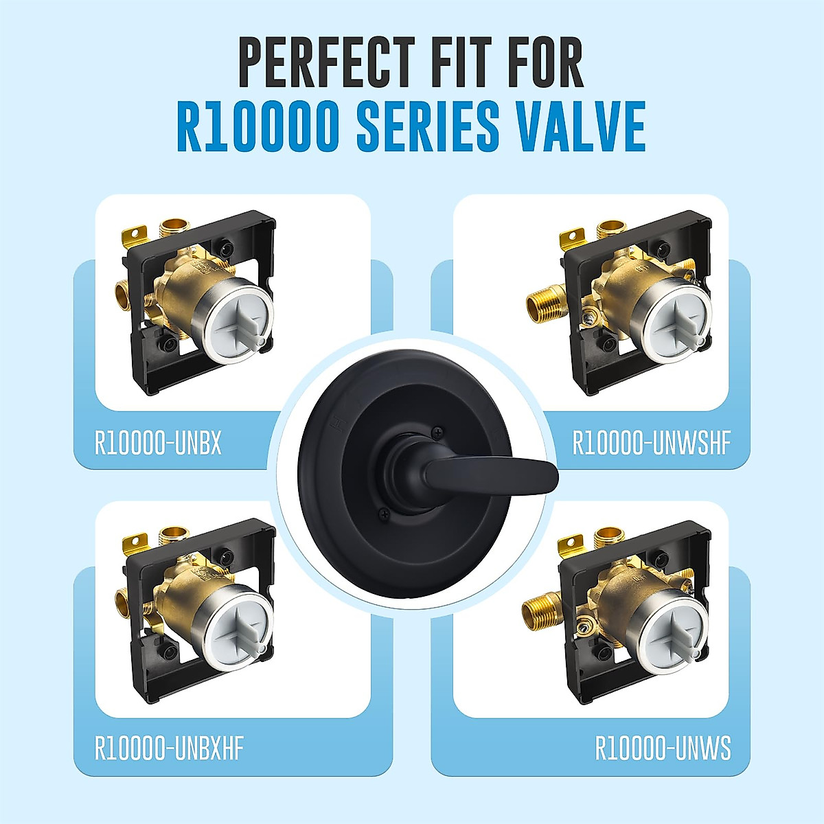 Replacement for Delta Classic 13 Series Single-Function Trim Kit, T13010 Shower Handle, Fit Delta Shower Valve R10000 Series, Matte Black (Cartridge Included)