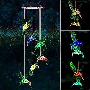 Wind Chime, Solar Hummingbird Wind Chimes Outdoor/Indoor(Gifts for mom/momgrandma Gifts/Birthday Gifts for mom) Outdoor Decor,Yard Decorations ,Memorial Wind Chimes,mom's Best Gifts.