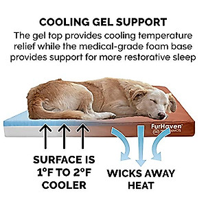 Furhaven Pet Bed for Dogs and Cats - Water-Resistant Indoor-Outdoor Logo Print Oxford Mattress Cooling Gel Foam Dog Bed, Removable Cover - Chestnut, Small