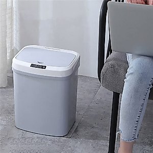 ZHUHW Home Smart Induction Trash Can 16L Automatic Electric Sensor Waste Bins Kick Barrel Garbage Bins Trash (Color : Gray, Size : 22x26.5x33cm)