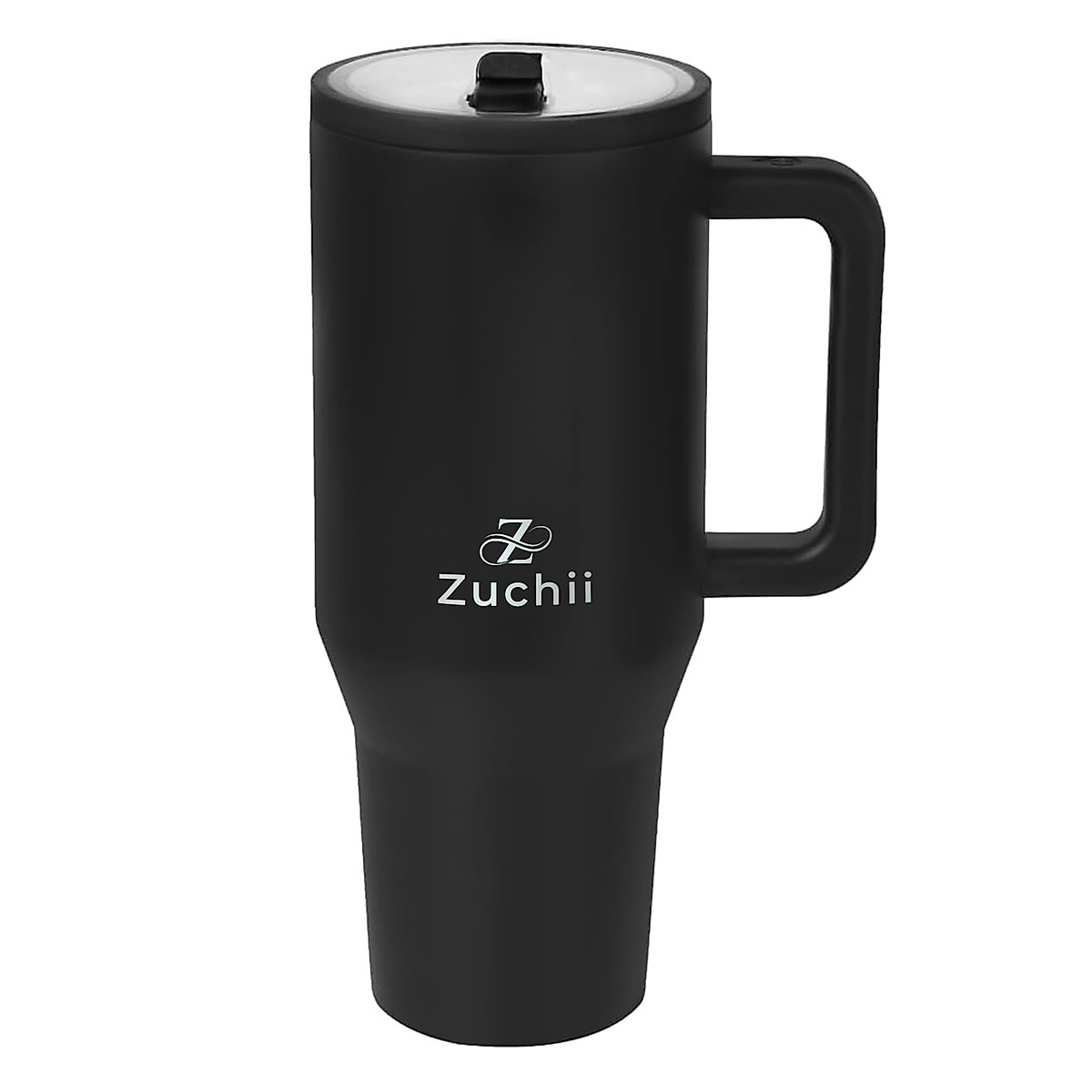 Zuchii Traveler, 40 oz Water Bottle with Handle & Flip Straw 100% Leak proof Reusable Insulated Tumbler, Stainless Steel Travel Mug, Cup holder Friendly-Gifts for Women & Men (Black, 40 oz)