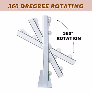 MISAVANITY Large Vanity Makeup Mirror with Lights 23"X18" Lighted Hollywood Mirror with 10X Magnification and USB Charger for Bedroom Dressing Room Tabletop 15 Dimmable LED Lights 360 Degree Rotating