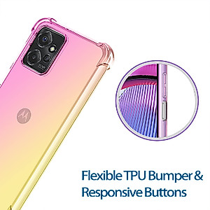 KOARWVC Case for Motorola ThinkPhone Case, Moto ThinkPhone 5G Case, Crystal Clear Case Gradient Slim Anti Scratch TPU Shockproof Protective Phone Cases Cover for Motorola ThinkPhone (Pink/Gold)