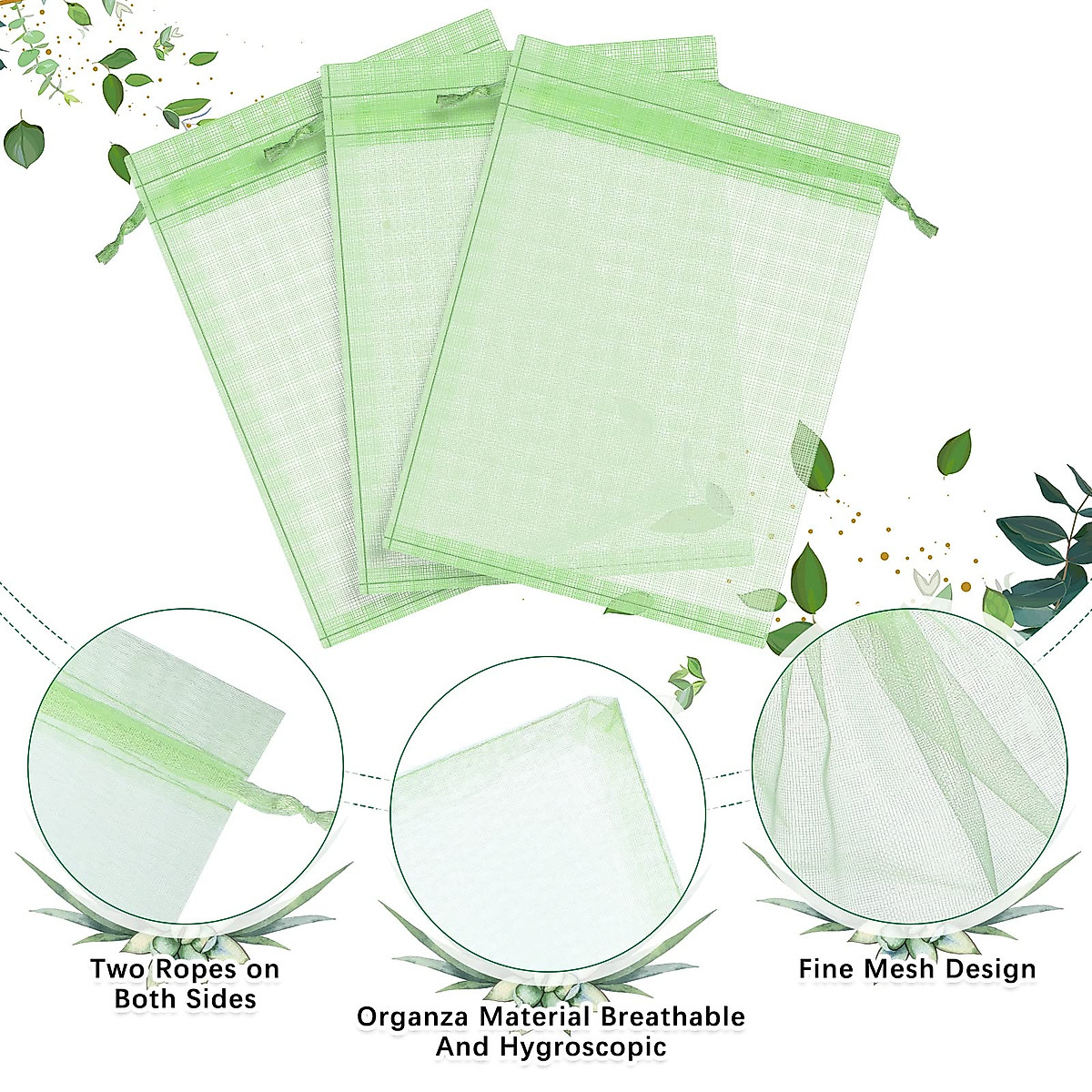 200 Pcs Fruit Protection Bags Fruit Netting Bags with Drawstring Fruit Bags for Fruit Fruit Protect Bags Vegetable Fruit Net Fruit Cover Mesh Bag for Protecting Fruits(Fruit Green,6 x 8 Inch)