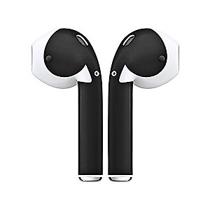 AirPod Charging Protective Case Silicone Cover and Stylish Protective Skins Bundle (Black Case & Matte Black Skin)