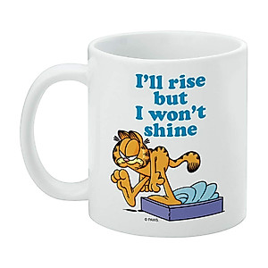 GRAPHICS & MORE Garfield I'll Rise but I won't Shine Ceramic Coffee Mug, Novelty Gift Mugs for Coffee, Tea and Hot Drinks, 11oz, White