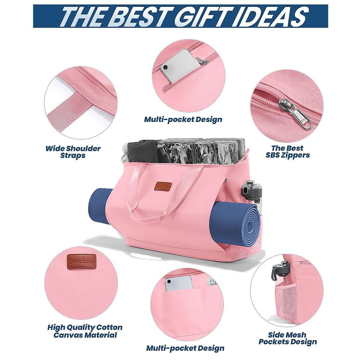 Ewedoos Yoga Bag Large Yoga Mat Bag Gym Duffle Bag Sports Tote Bag and Carriers Fits All Your Stuff for Yoga Travel Gym