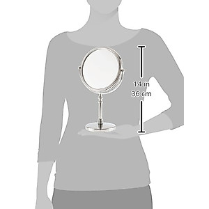 Danielle Creations 8-Inch Countertop Vanity Makeup Mirror, 1x and 10x Magnification, Silver