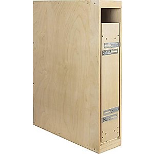 Hardware Resources 6" Dead-space Base Cabinet Filler Pullout with No Wiggle Technology to Eliminate Rocking and Sagging. End-of-Cabinet Filler space pullout White Birch